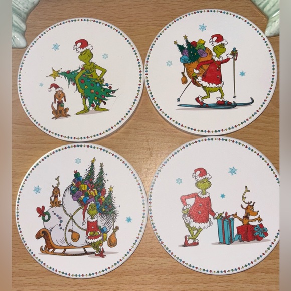 The Grinch | Holiday | The Grinch Who Stole Christmas Set Of 4 Round ...